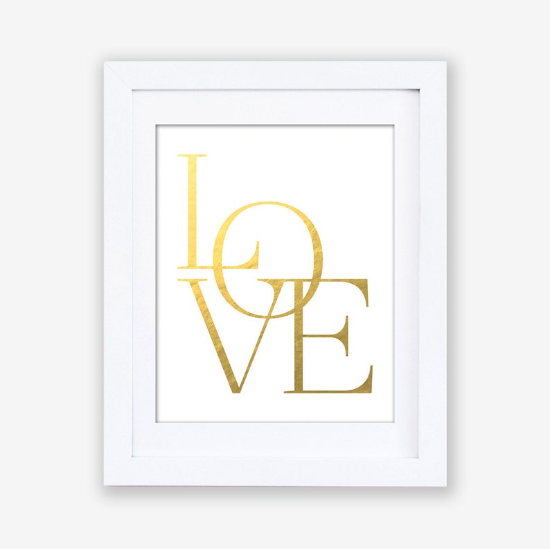 Love Printable, Love Wall Art, Gold Love Print, Gold Typography Poster ...