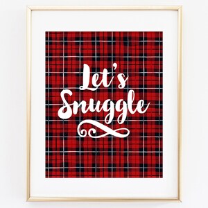 Let's Snuggle Print, Christmas Printable Art Print, Red Plaid ...