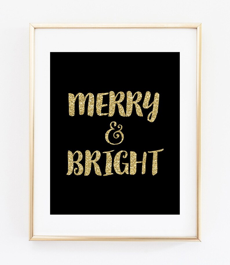 Christmas Decoration Printable Art Print Merry and Bright - Etsy