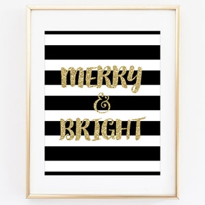 Merry and Bright Printable Art Print, Christmas Printable Art Print ...