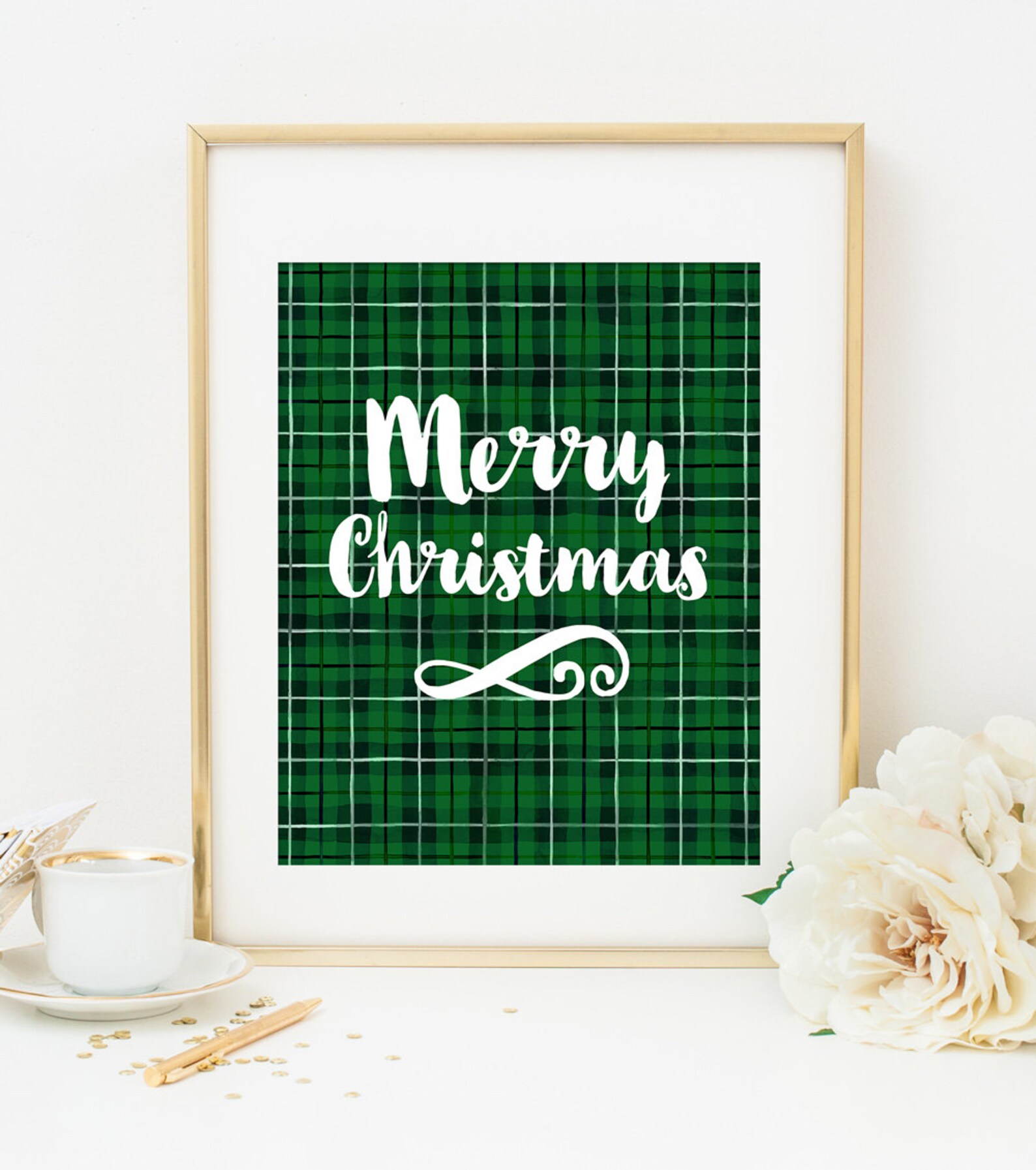 Merry Christmas Print Christmas Printable Art Print Green - Etsy