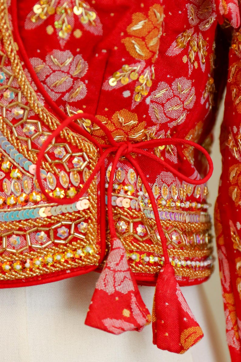 Heavy Embroidery Red Dhaka Nepali Cholo - Etsy