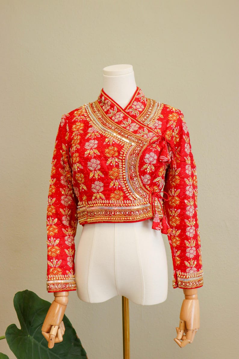 Heavy Embroidery Red Dhaka Nepali Cholo - Etsy