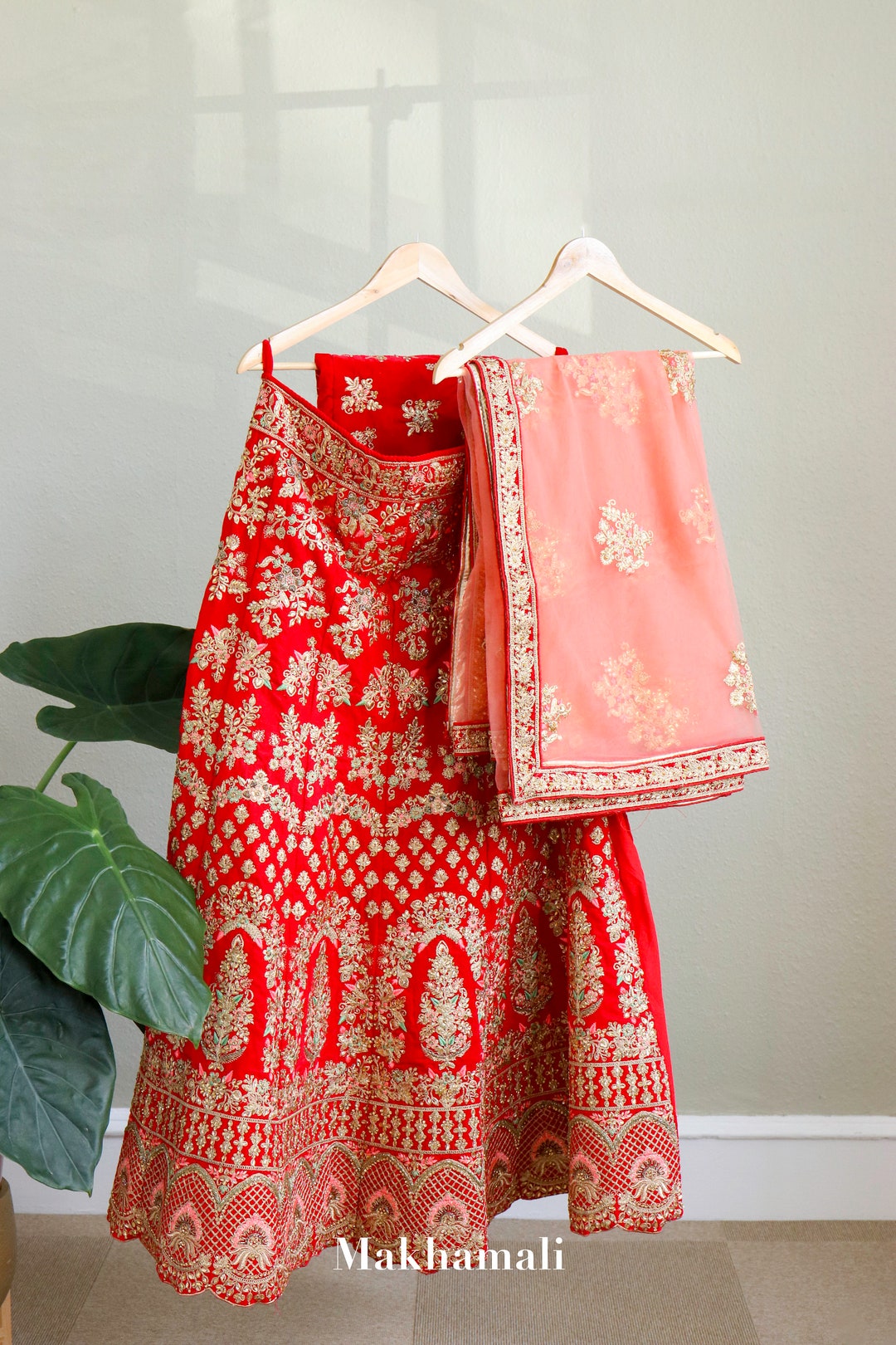 Heavy Red Velvet Hand Embroidery Bridal Lehenga Set! - Etsy