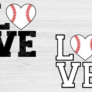 Love Baseball Svg, Baseball Heart Svg, Dxf, Eps, Png Instant Digital ...