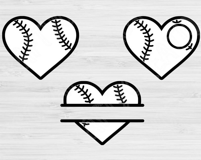 Split Baseball Heart Svg Monogram Sports Vector. Baseball Svg | Etsy
