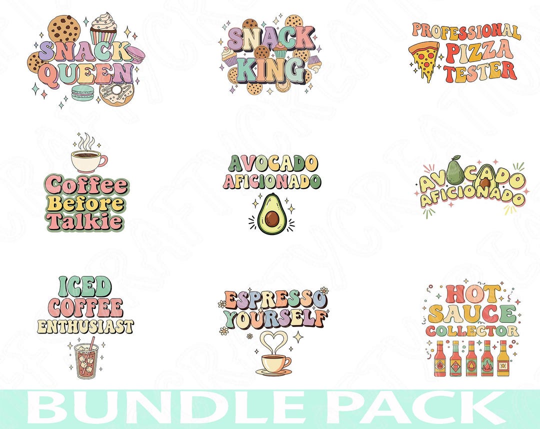 Coffee & Food Obsessions Png Bundle, Funny Foodie Quotes, Coffee Lover ...
