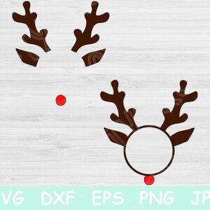 Reindeer Monogram Svg Rudolph Monogram Svg. Antlers With Red - Etsy