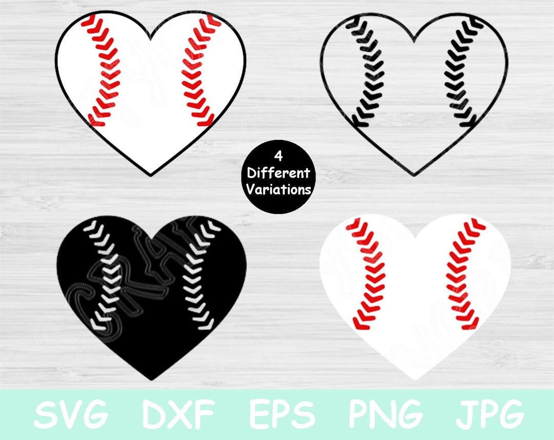 Softball Heart Svg, Baseball Heart Svg Files for Cricut, Love Baseball ...