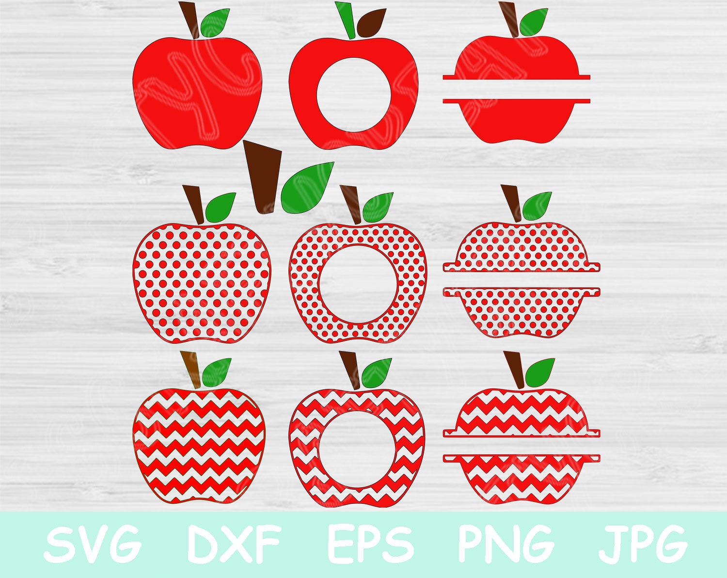 Back to School Silhouette Apple SVG Cutting Files for Cricut Glowforge ...