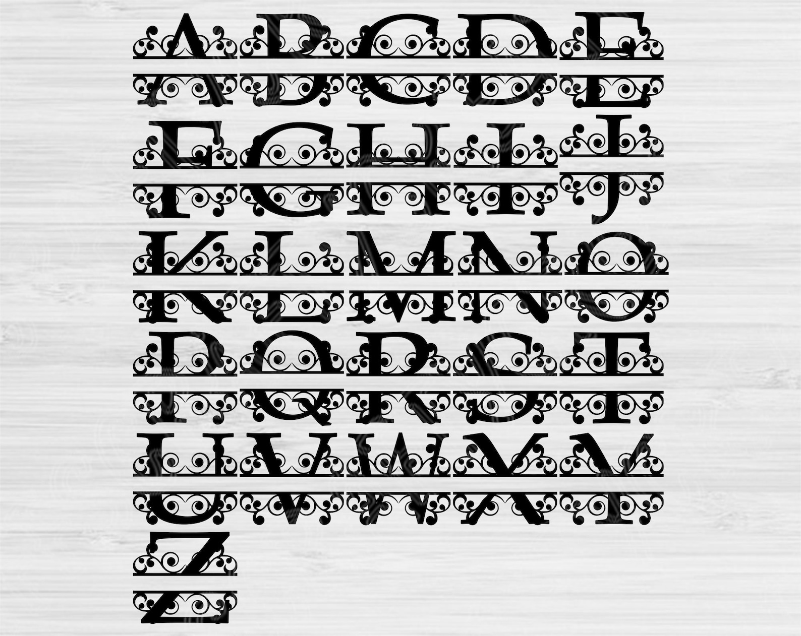 Split Monogram Alphabet Svg Split Letter Monogram Svg Dxf | Etsy