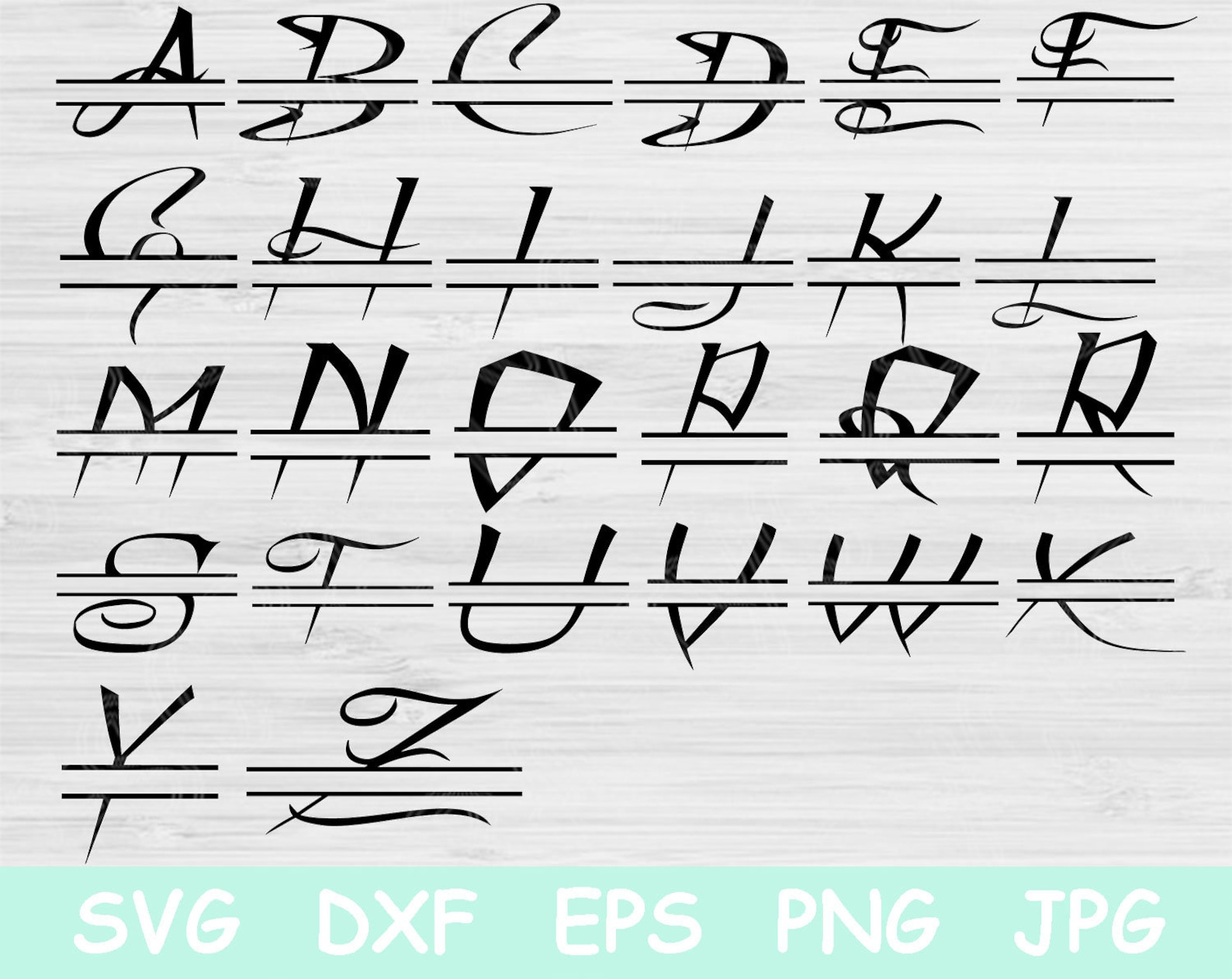 Split Monogram Svg Split Letter Svg. Divided Script Digital - Etsy