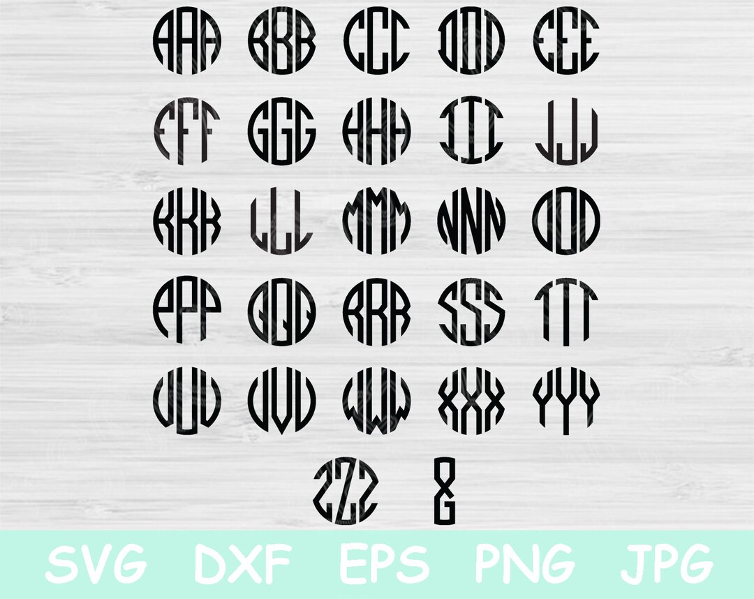 Block Monogram Font Svg, Circle Monogram Svg. Round Monogram Svg Files for Cricut, Alphabet ...