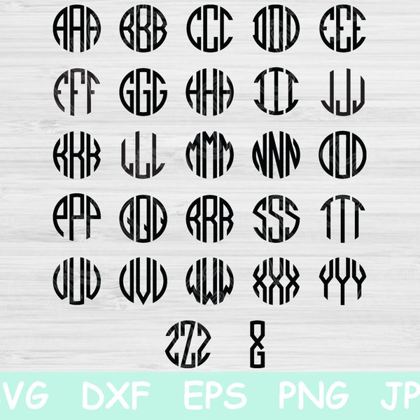Circle Monogram Svg - Etsy