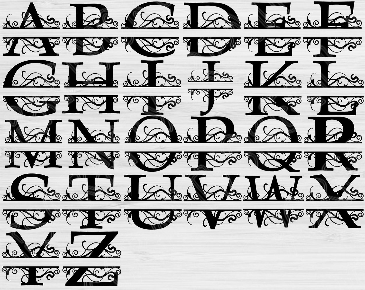 Split Letter Svg Monogram Svg Alphabet Font Svg Files For Etsy