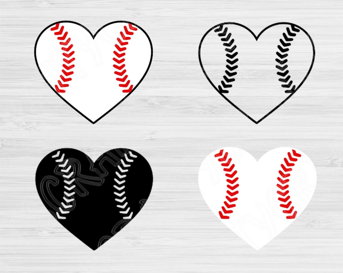 Softball Heart Svg Baseball Heart Svg Files for Cricut Love - Etsy