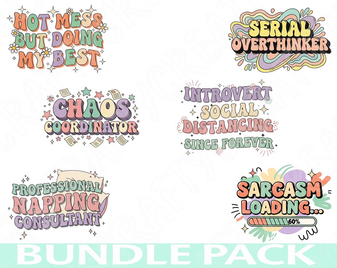 Quirky Self-deprecating Humor Png Bundle, Funny Relatable Quotes ...