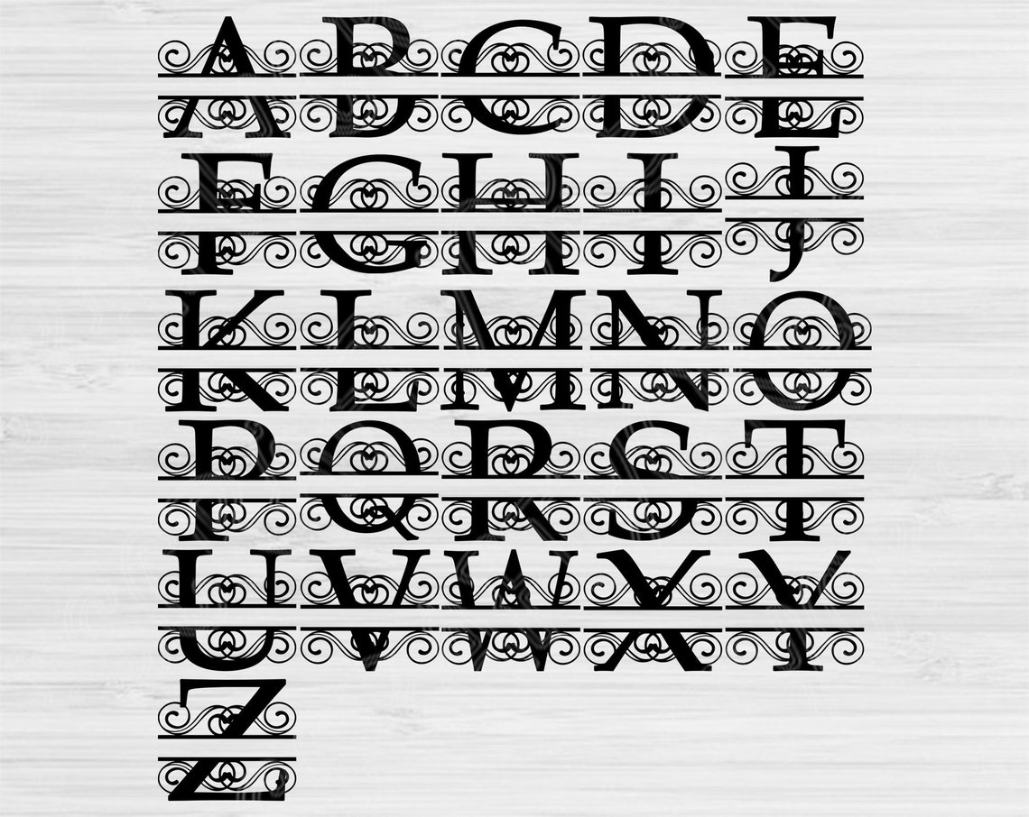 Monogram Font Svg Split Letter Svg Dxf Eps Png Instant - Etsy