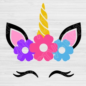 Unicorn Svg, Unicorn Face Svg. Unicorn Vector With Eyelashes for Girls ...