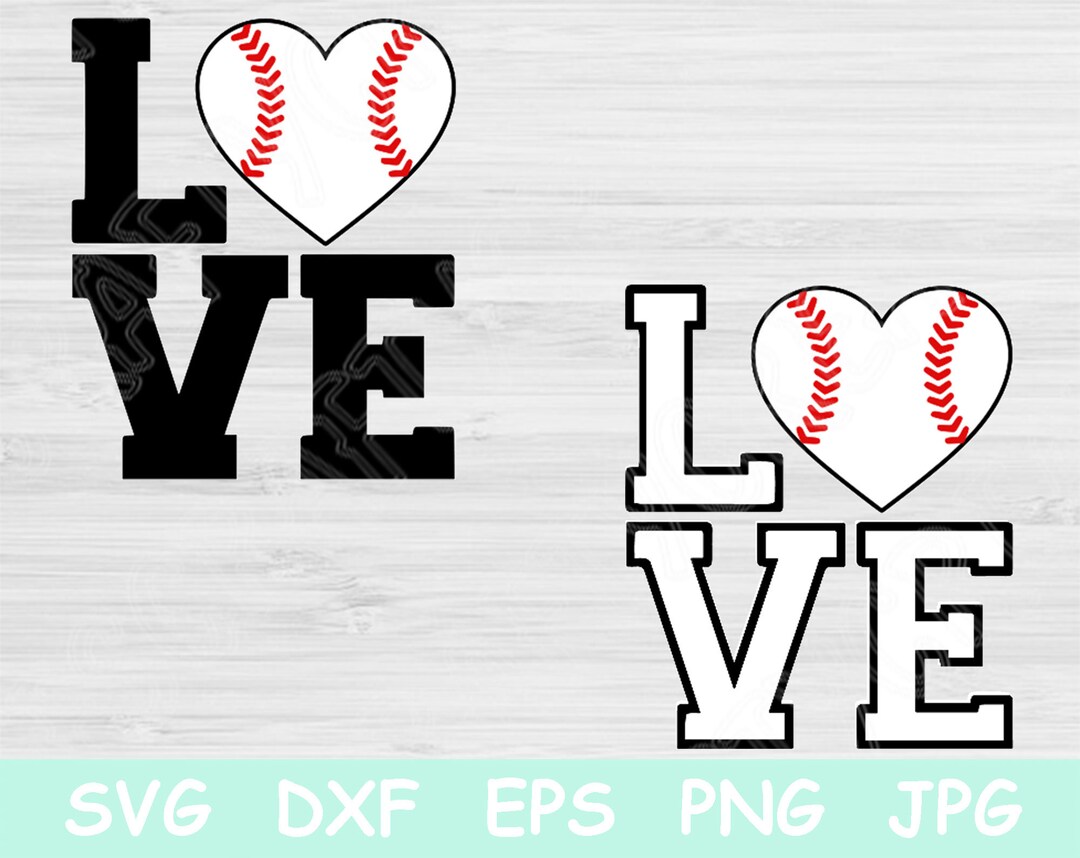 Love Baseball Svg, Baseball Heart Svg, Dxf, Eps, Png Instant Digital ...