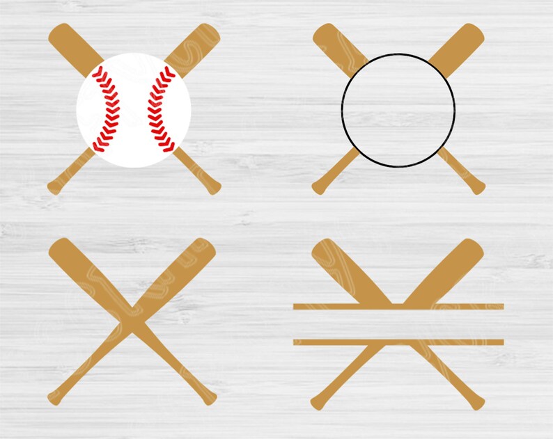 Baseball Bat Svg, Split Baesball Vector, Baseball Monogram Svg Files ...