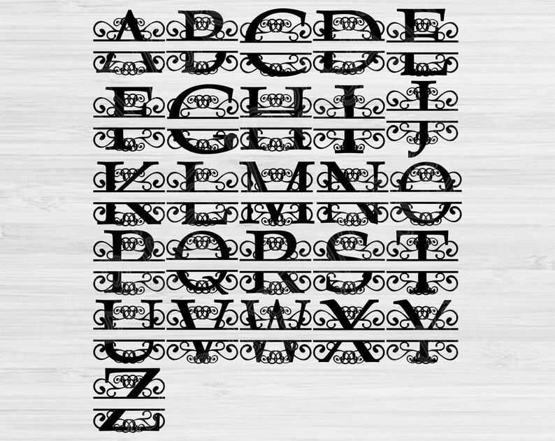 Split Letter Svg Monogram Svg Dxf Eps Png Instant Digital - Etsy
