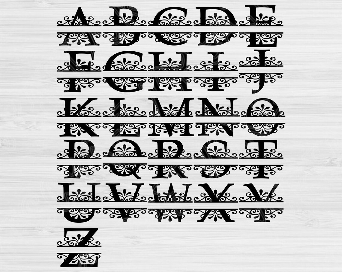 Split Monogram Alphabet Svg Split Letter Monogram Svg Dxf - Etsy