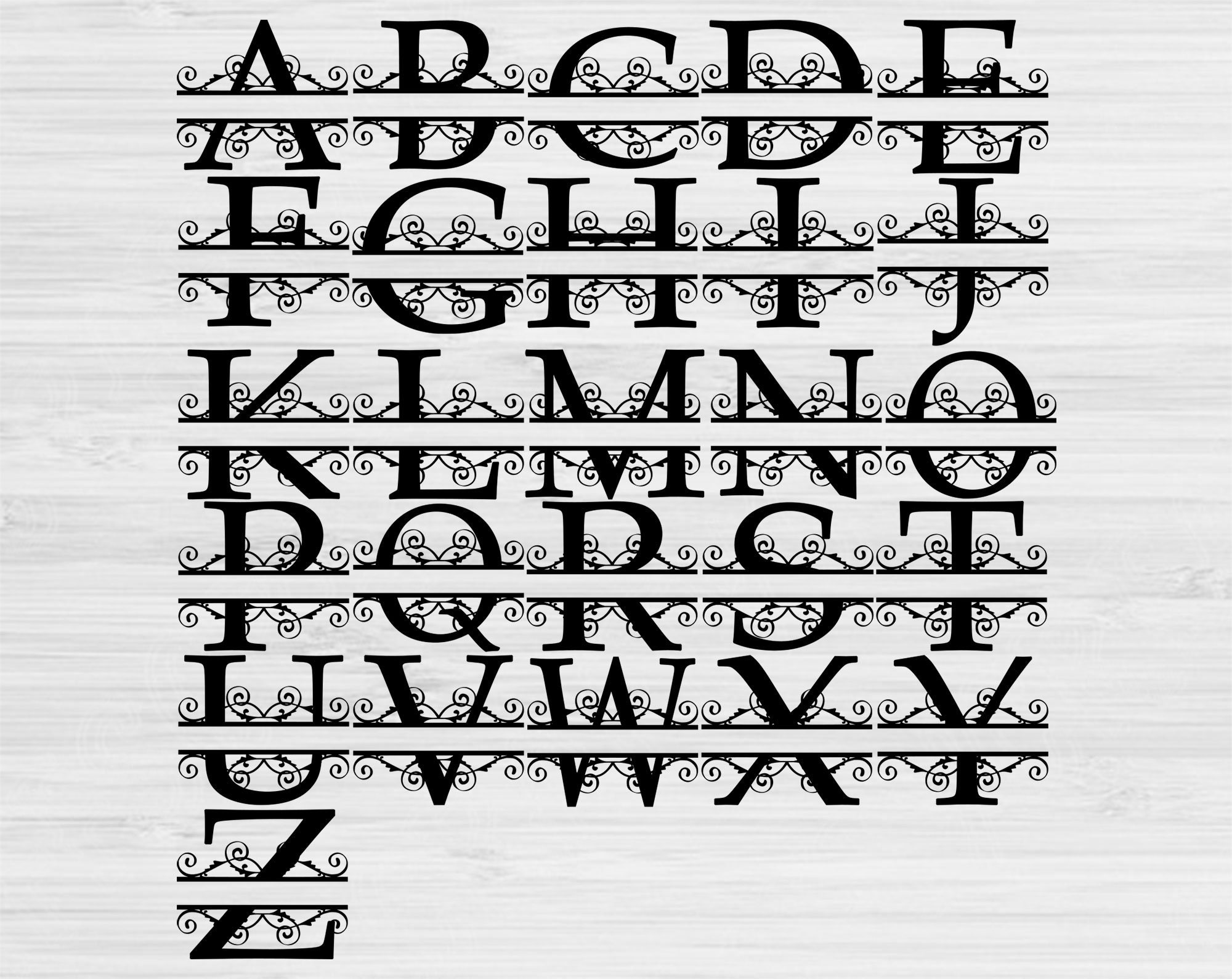 Monogram Letter Svg File Split Letter Svg Dxf Eps Png | Etsy