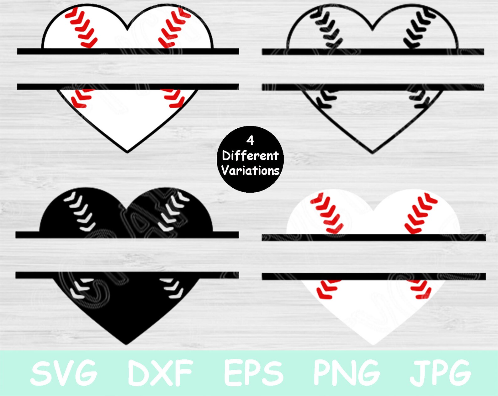Split Baseball Heart Svg, Baseball Love Svg Cut Files, Softball Heart ...