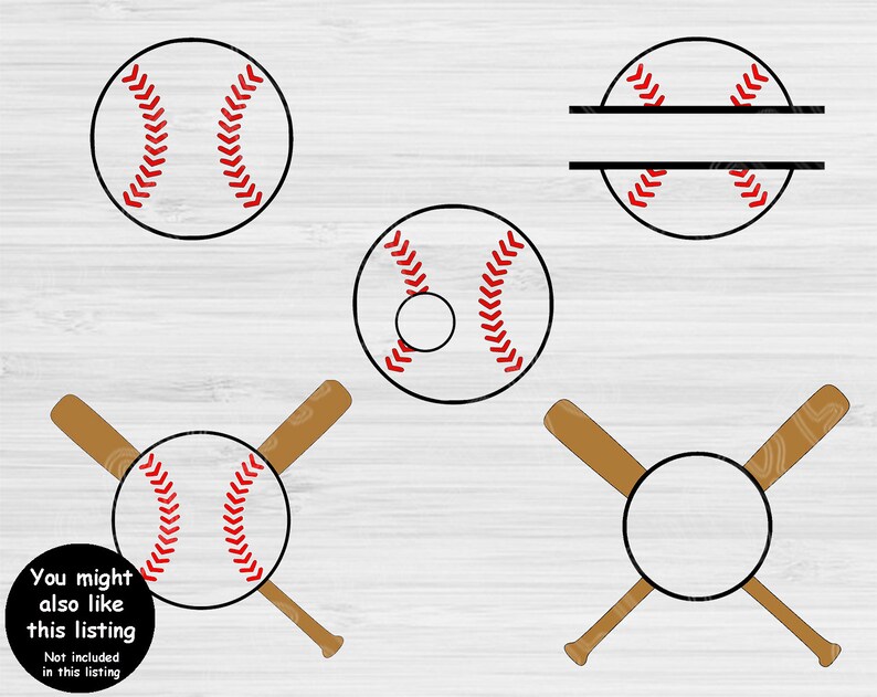 Split Baseball Heart Svg Monogram Sports Vector. Baseball Svg | Etsy