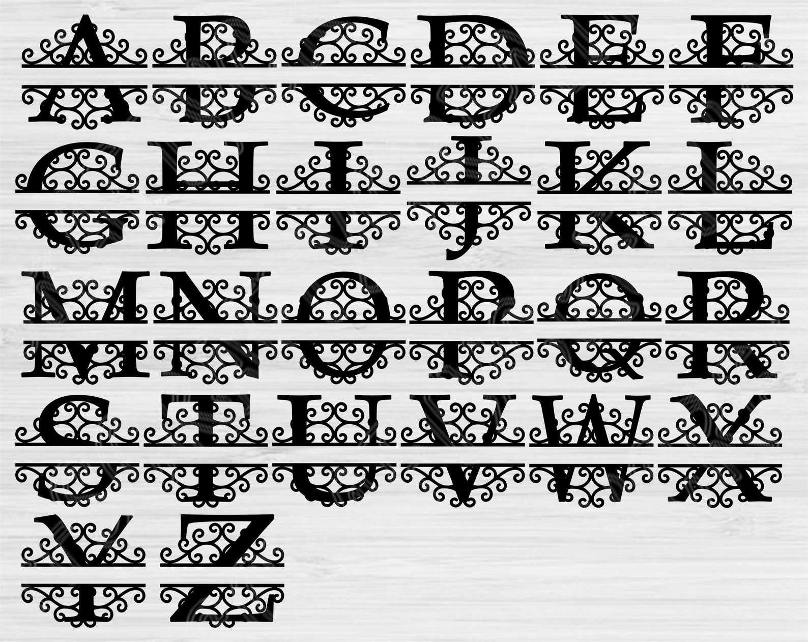 Split Letter Monogram Svg Monogram Font Svg Alphabet Dxf | Etsy