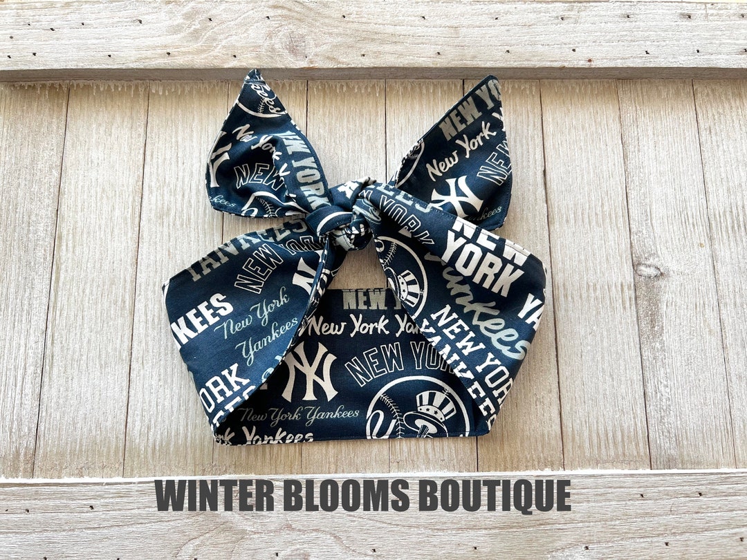 New York YANKEES Inspired Hair Wrap Scarf Knotted Headband Ponytail Tie ...