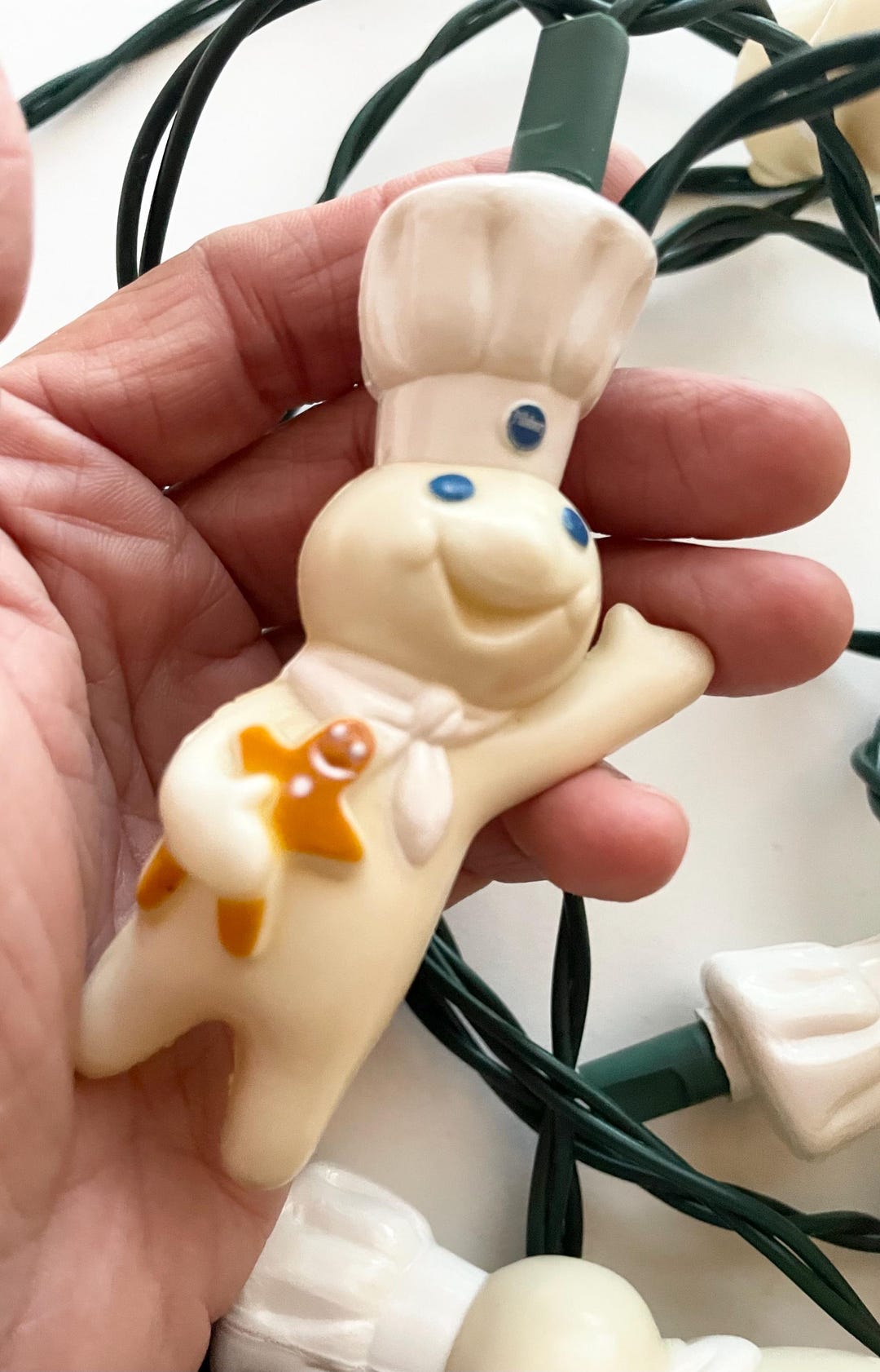 Vintage Pillsbury Doughboy 10 White Lights Working Strand, Christmas ...