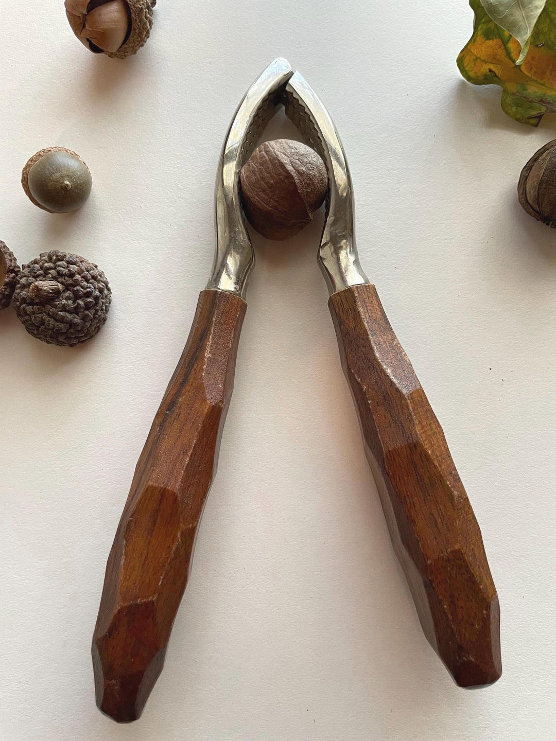 Vintage Handheld Nut Cracker, Crab Tool, Metal With Wood Carved Handles ...