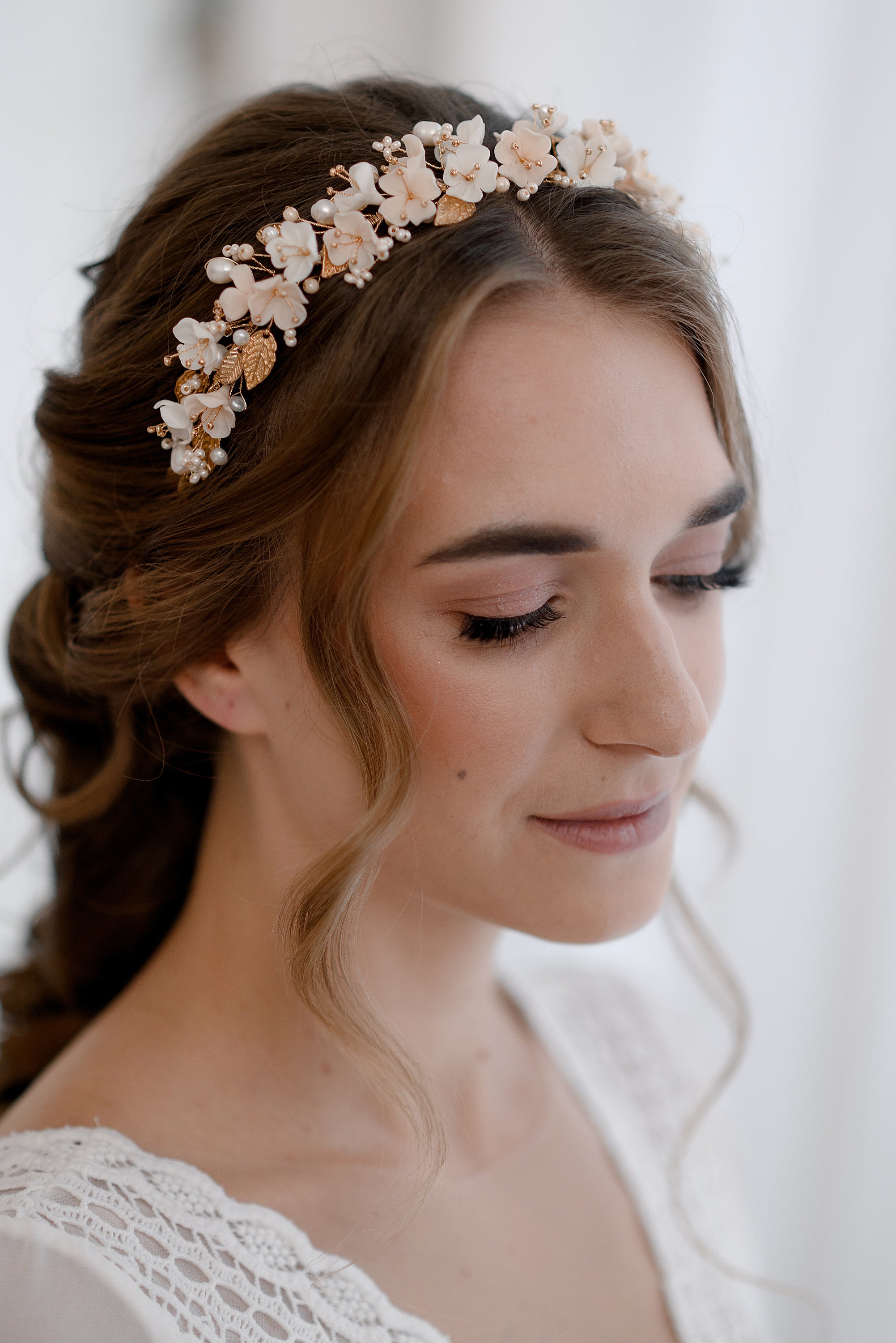 Bridal Crown JULIA / Wedding Tiara, Floral Headband, Wedding Headpiece ...