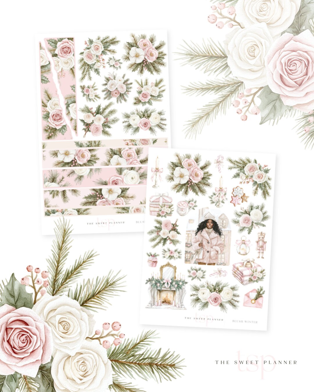 BLUSH WINTER | Dashboard Kit | Floral Planner Stickers | Winter ...