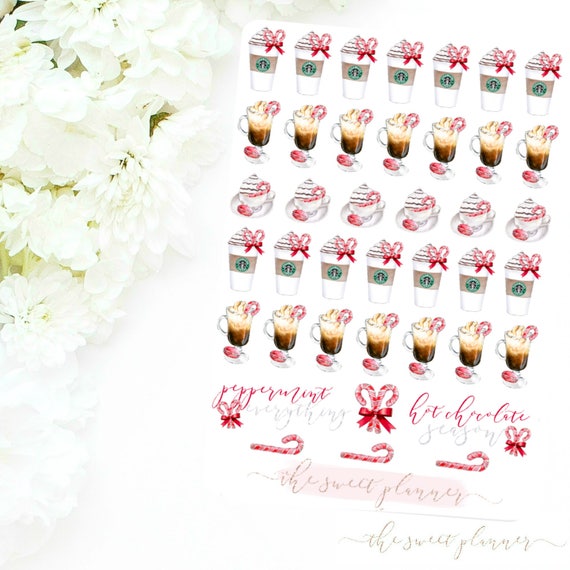 PEPPERMINT DRINKS Peppermint Mocha Deco Sticker Sheet | Etsy