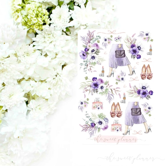 SOFT LILAC Deco Sticker Sheet Pastel Planner Stickers | Etsy