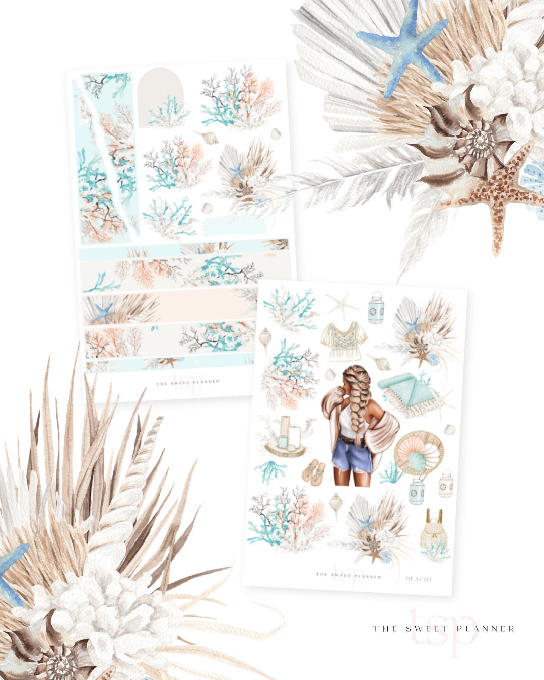 BEACHY | Dashboard Kit | Floral Planner Stickers | Summer Planner ...