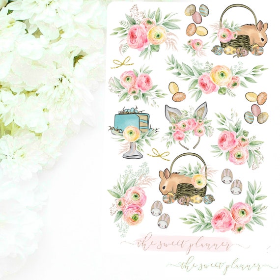 HOPPY EASTER Deco Sticker Sheet Pastel Planner Stickers - Etsy