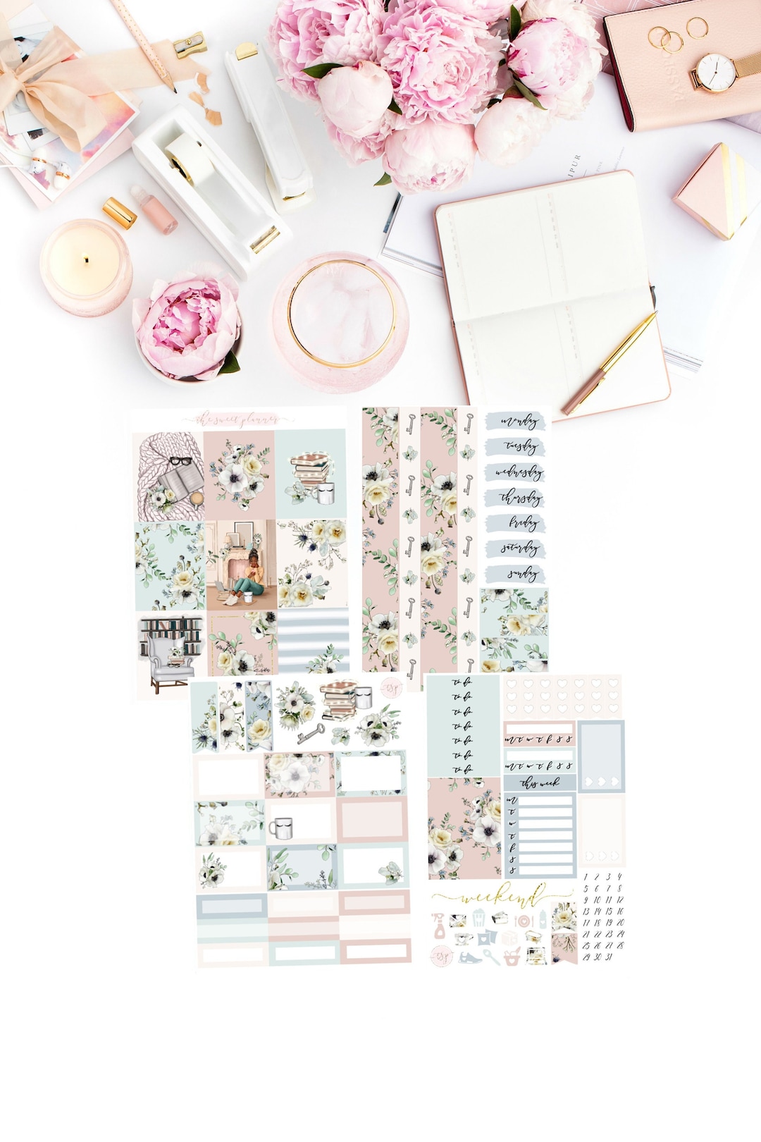 BOOKWORM | 4 Page Planner Sticker Kit | Vertical Layout | Sticker ...