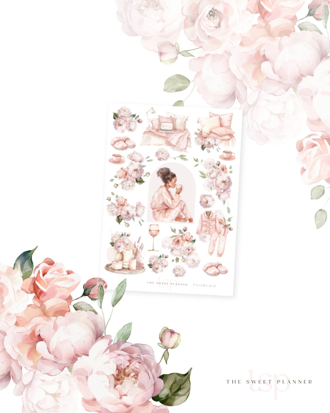 PAJAMA DAY | Deco Sticker Sheet | Floral Planner Stickers | Pajama ...