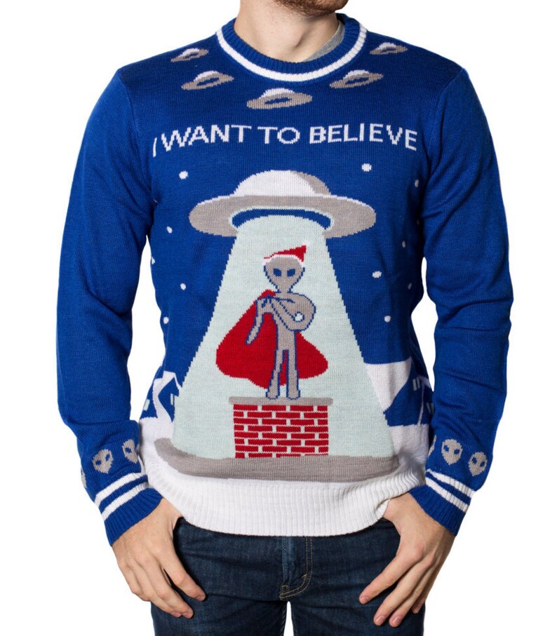 I Want to Believe UFO Ugly Christmas Sweater - Etsy