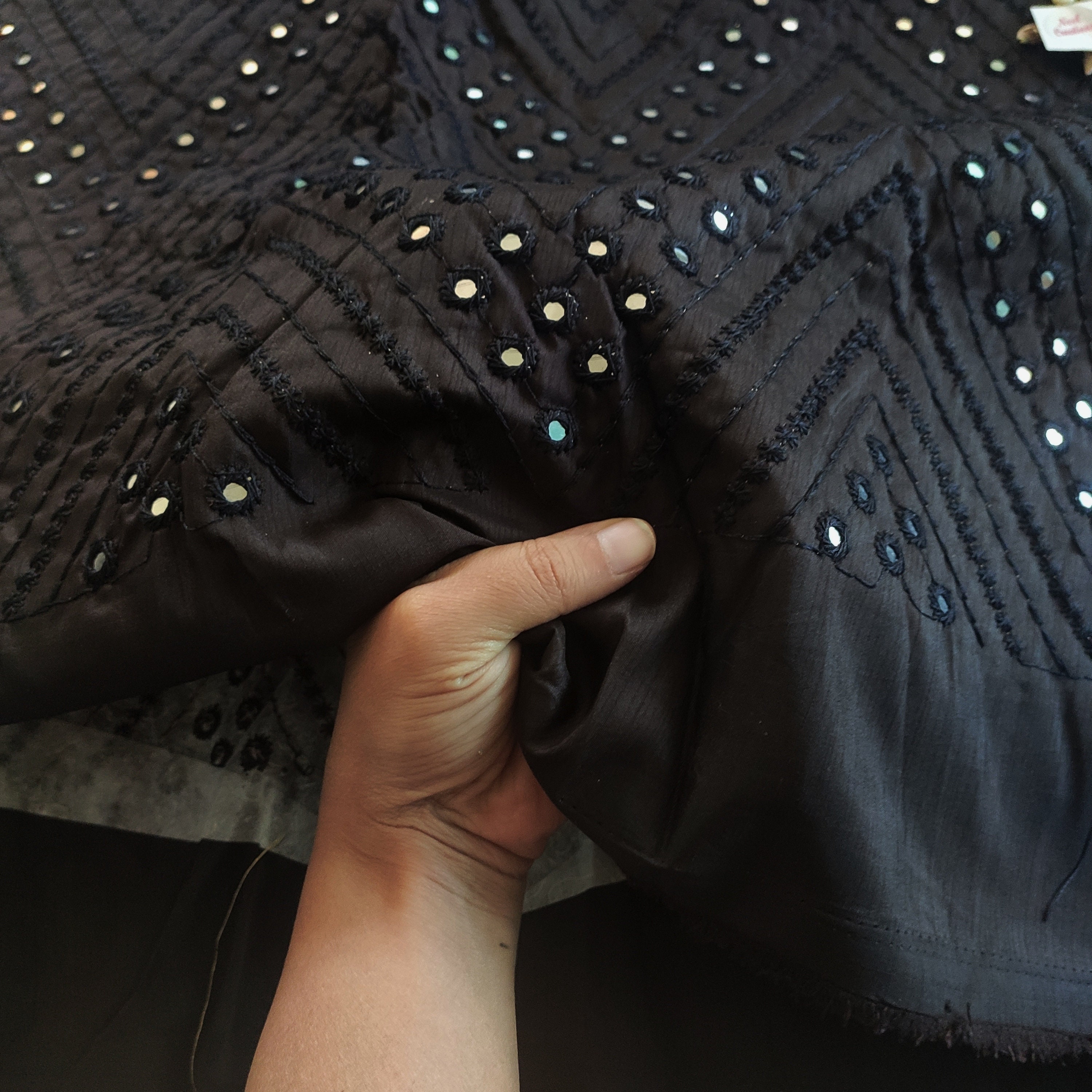 Black Thread Embroidered Fabric by the Yard. Fancy Embroidered Fabrics ...