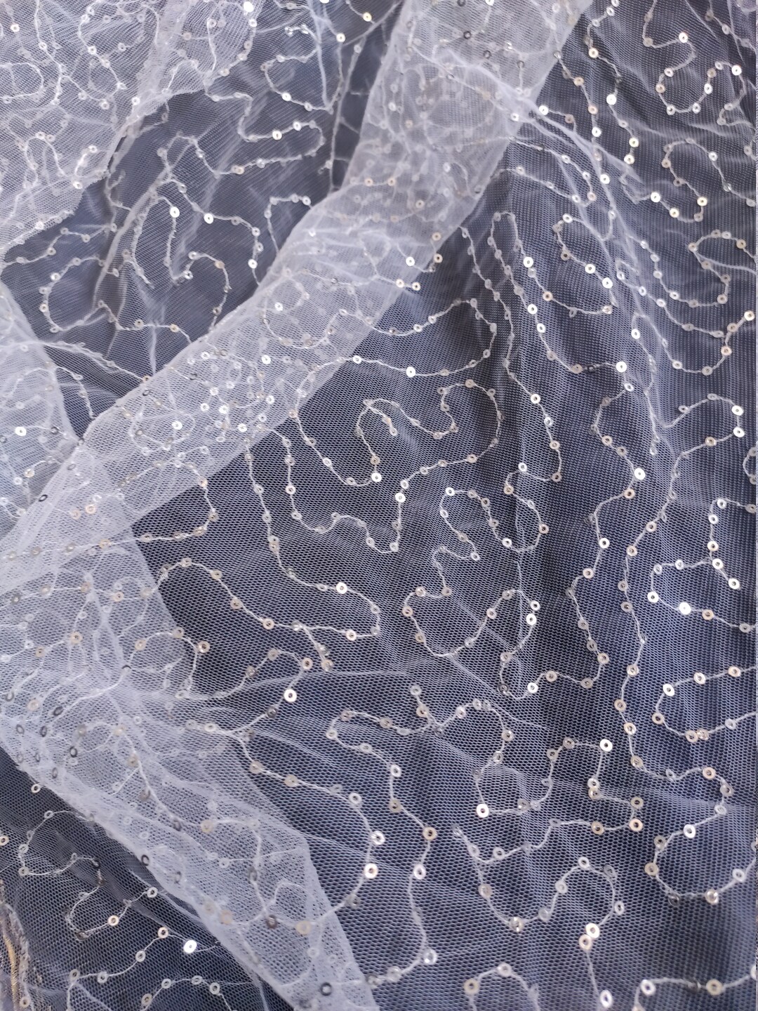 Dyeable Net Sequin Fabric by the Yard. Fancy Embroidered Fabrics From ...
