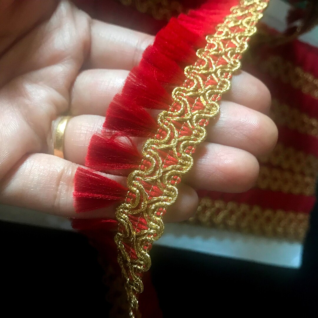 Red Fringe Trim, Indian Saree Border Laces, Decorative Trimmings Ribbon ...