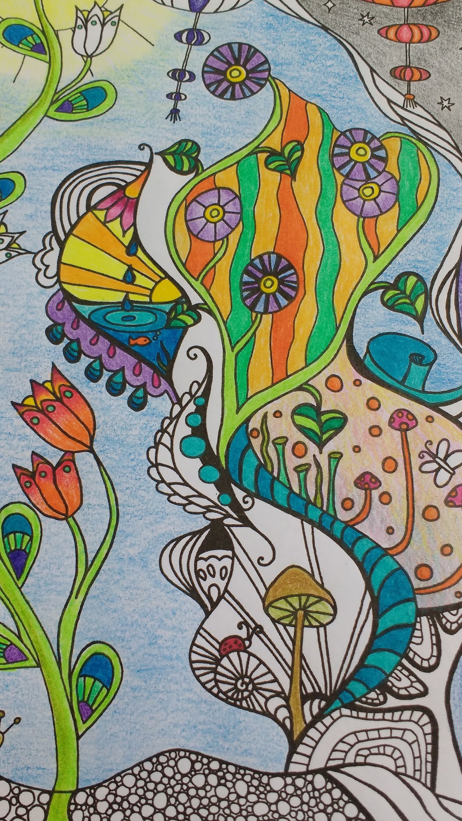 Flower Coloring Page, Printable Coloring Page PDF, Nature, Fantasy ...