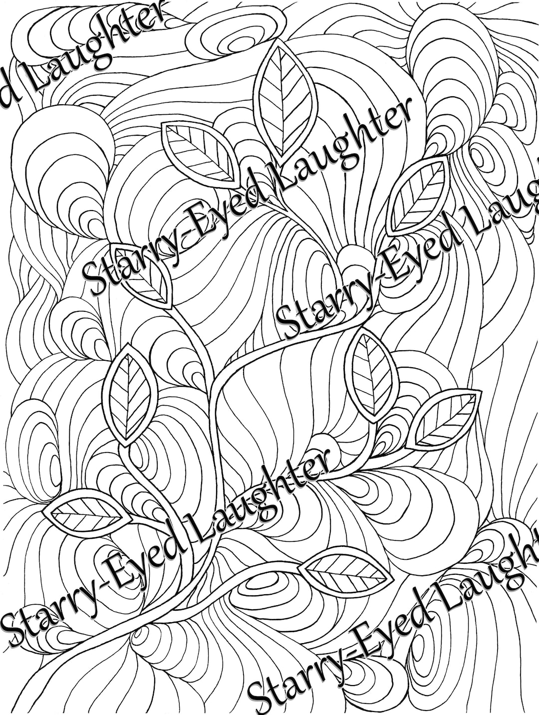 Leaf Coloring Page Printable, Adult Coloring Book Page, Psychedelic ...