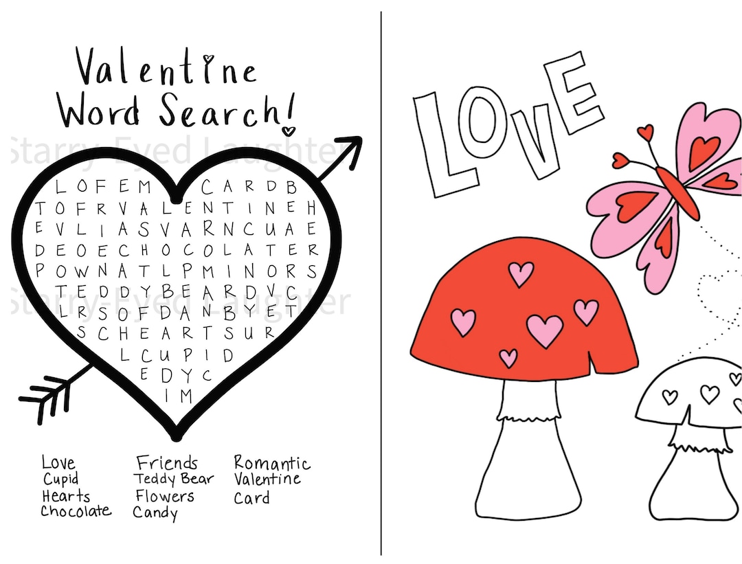 Valentine's Day Printable Activity Pages, Valentine Coloring Page and ...