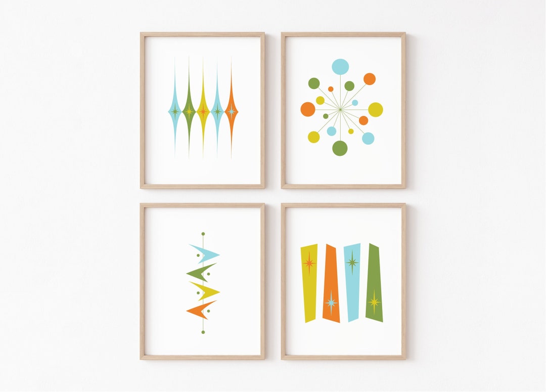 Set of 4 Mid-century Modern Printable Art Prints 16"x20" - Etsy